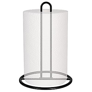 Mustry Paper Towel Holder – Black Paper Towel Stand for Kitchen Countertop Decor, Paper Roll Dispenser Holder for Standard, Jumbo and Mega Rolls