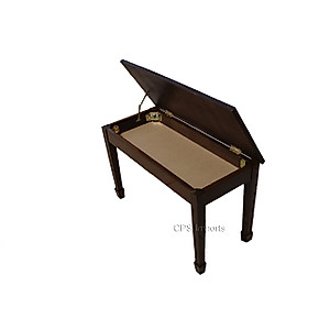 CPS Imports Walnut Wood Top Grand Piano Bench Stool with Music Storage