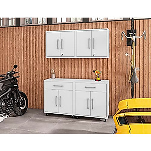 Manhattan Comfort Eiffel 4-Piece Garage Storage Set in White