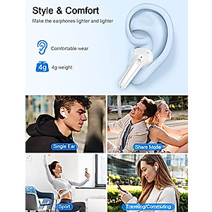 Wireless Earbud, aiskding Bluetooth 5.3 Headphones, Bluetooth Earbud HiFi Stereo Built-in 4 Mics, Wireless Headphones Touch Control with 32H Playtime, Bluetooth Earphones IP7 Waterproof for Work Sport