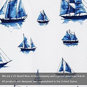 DriftAway Harbor Sailboat Ocean Print Blackout Thermal Insulated Window Curtain Valance Rod Pocket 52 Inch by 18 Inch Plus 2 Inch Header Navy