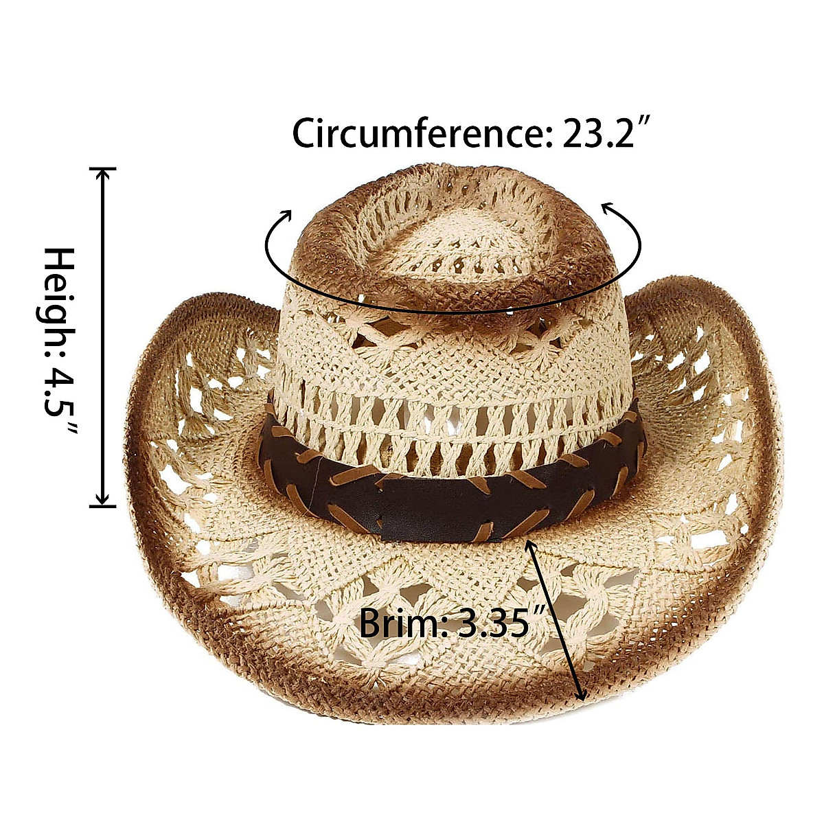 Livingston Cowboy Hat Men & Women's Woven Straw Cowgirl Hat w/Hat Band Straw, Bead Beige