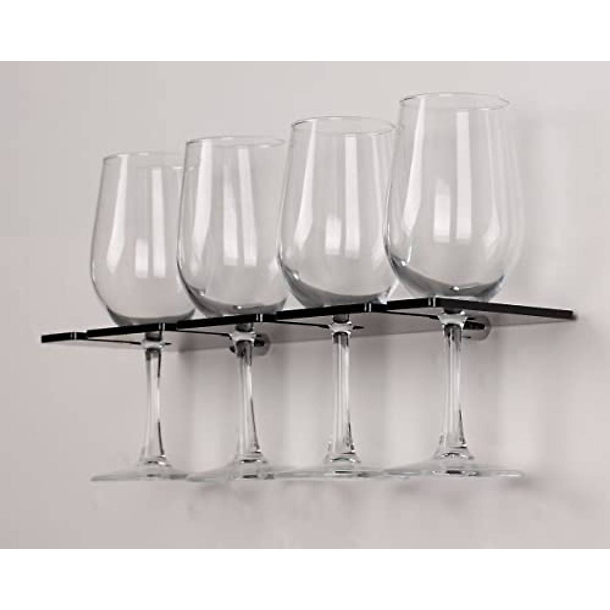 WANLIAN Wine Glass Holder Wall Mounted Wine Glass Holder Acrylic Wall Mounted Wine Glass Holder Cabinet Tableware Lower Wine Glass Holder and Wine Glass Storage Rack (Black 2 pack)