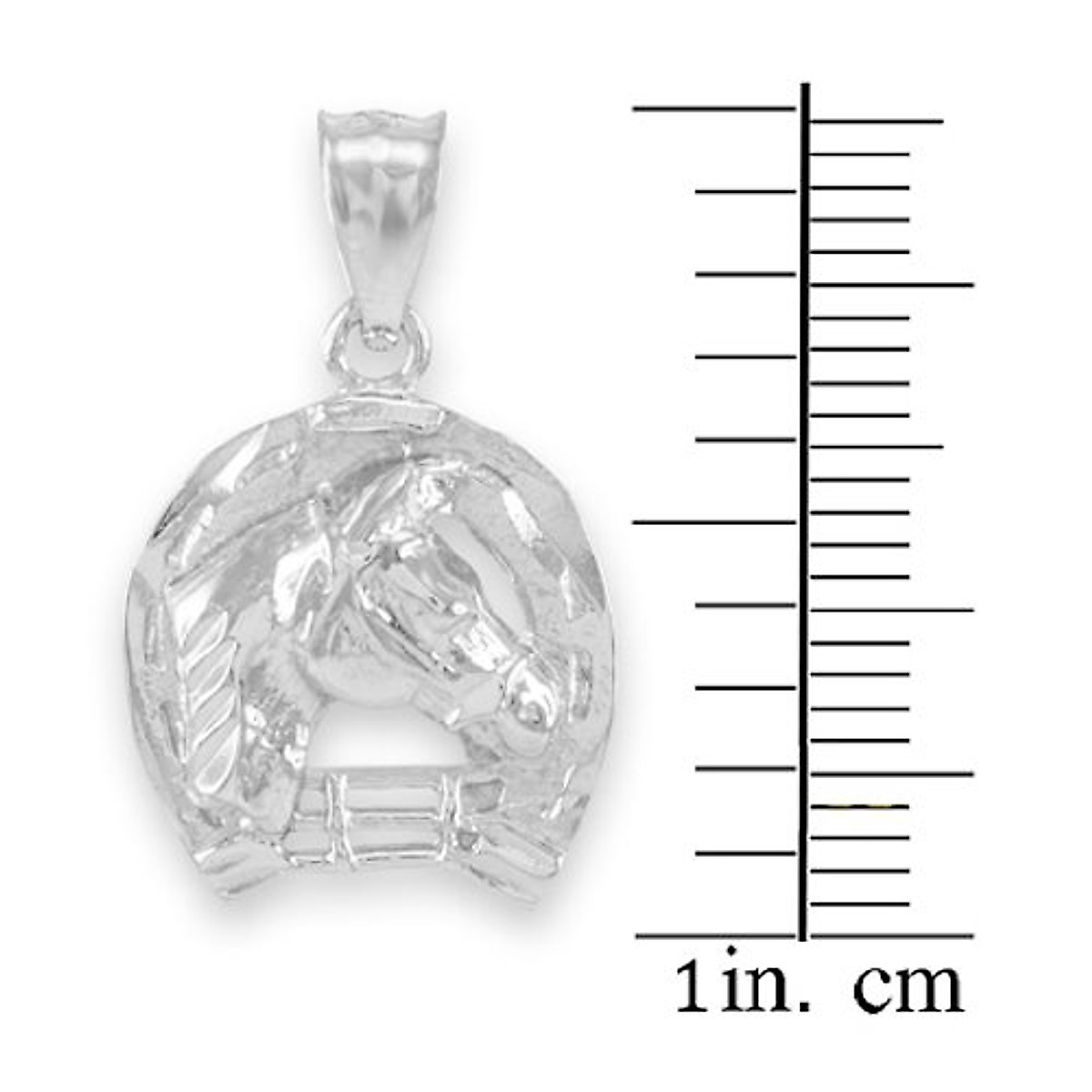 Polished 925 Sterling Silver Good Luck Horseshoe Charm Horse Head Pendant