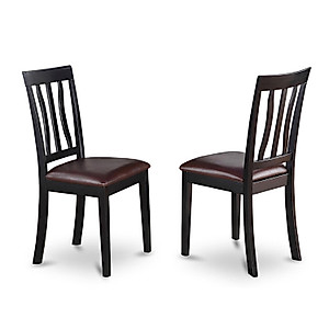 East West Furniture DLAN5-BCH-LC 5 Piece Dining Room Furniture Set Includes a Round Kitchen Table with Dropleaf and 4 Faux Leather Upholstered Dining Chairs, 42x42 Inch, Black & Cherry