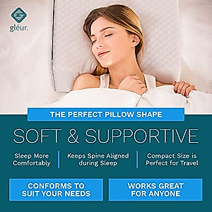 GLEUR Square Pillow for Side Sleepers - Made in USA, Cooling Gel Memory Foam Cushion Cube Pillow - Therapeutic Neck & Shoulder Pain Relief, Cervical Support - Thick Bed Pillow 15"x 12" x 6"