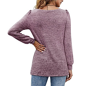 BZB Business Casual Tops for Women Oversized Cute Sweatshirts Square Neck Fall Shirts Purple XL