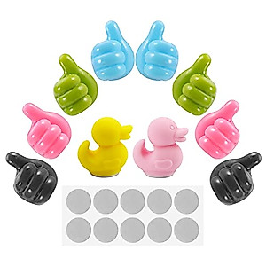 CfoPiryx 11pcs Cable Clips Cable Holder, Thumbs Duck Wire Organizer, Self-Adhesive Hooks Set for Desk, Power Cables, Charging Cables, Audio Cables, for Office, Desk Organiser(Size:11pcs)