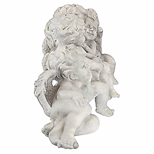 Design Toscano SH380151 Cherub Conclave Shelf Sitting Angel Statue, Antique Stone Finish