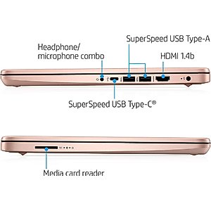 hp Newest Stream 14" HD SVA Laptop Computer, Intel Celeron N4000 Processor, 8GB RAM, 128GB Space(64GB eMMC+64GB MSD), Office 365, HDMI, USB-C, Windows 10, Rose Gold, AllyFlex MP, Online Class