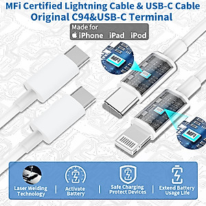 [Apple MFi Certified] iPhone 15 Car Charger Fast Charging, Rombica 72W Dual Type-C Power Cigarette Lighter Charger+USB-C Cable&Lightning Cable for iPhone 15 Plus/15 Pro/15 Pro Max/14/13/12/11/XS/iPad