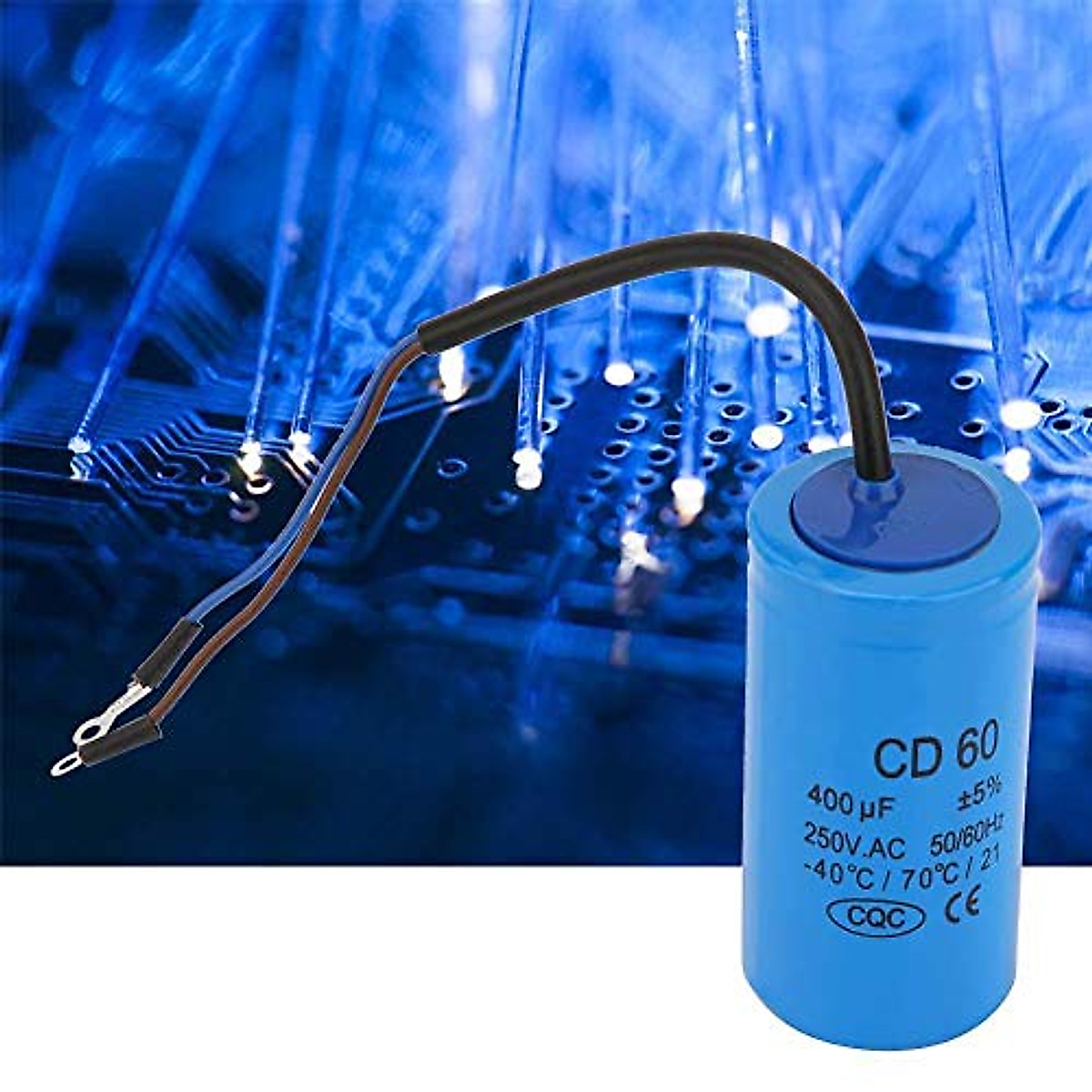 CD60 Run Capacitor with Wire Cable 250V AC 400uF 50/60Hz for Motor Start Motor Air Compressor
