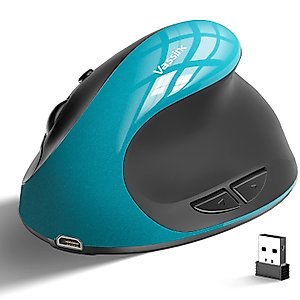 Vassink Ergonomic Mouse, Rechargeable Wireless Mouse Right Handed Small Mouse with 6 Buttons for Laptop,Desktop,PC, MacBook（Blue）