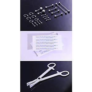 Heienngy Piercing Kit Stainless Steel Eyebrow Rings,Horseshoe Ring,Industrial Piercing Jewelry,Belly Button Ring,Lip Rings,Earrings,Nipple Rings,Tongue Rings For Women men 14G 16G Piercing Needles