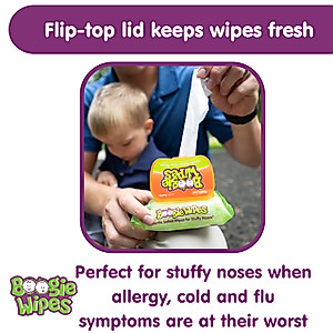 Saline Nose Wipes by Boogie, for Baby & Kids, Face, Hand & Body, FSA/HSA Eligible, Made with Vitamin E, Aloe, and Natural Saline, Fresh Scent, 30 Count (Pack of 12)