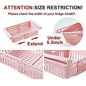Fridge Drawer Organizer 4 Pack Retractable Drawer Refrigerator Storage Box,Unique Design Pull Out Bins, Fridge Shelf Holder Storage Box, Small Size, FIT FOR Under 0.5'' Fridge Shelf