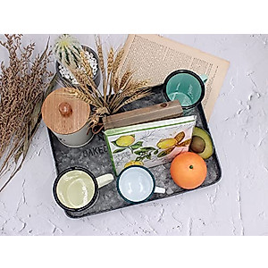 Funerom 13.8 x 9.8 inchs Rectangle Galvanized Serving Tray with 3D Letters，Gray
