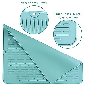 Smithcraft Silicone Dish Drying Mat Set 2, XL Sink Mats Dish Drainer Drying Mat 17.72x15.75", Large Dish Drying Rack Mat, Heat Resistant &Non-Slip Kitchen Drying Pad, Countertop Protector Dry Mat Teal