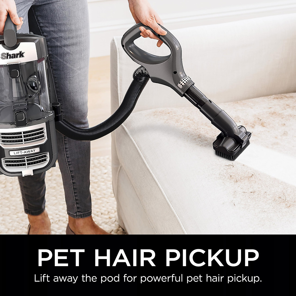 Shark UV730 Navigator Lift-Away Upright Vacuum, PowerFins HairPro Self-Cleaning Brushroll, HEPA Filter with Anti-Allergen Technology, LED Headlights, Swivel Steering, Gray (Renewed)