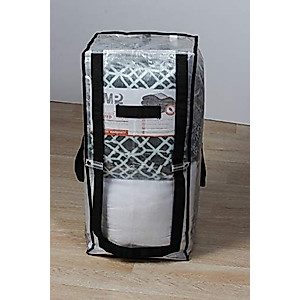Earthwise Clear Storage Bags Heavy Duty Extra Large Transparent Moving Totes w/Zipper Closure Reusable Backpack Carrying Handles - Compatible with IKEA Frakta Hand Carts (4 Pack) (29 X 13.5 X 12)