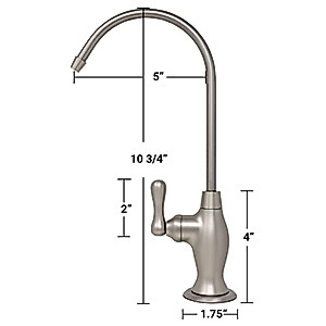 Metpure RO Faucet Reverse Osmosis Drinking Water Air Gap Filtration System Water Dispenser Spout (Brushed Nickel) with Pre-Inserted Tubing and Faucet Wrench RO-FW148