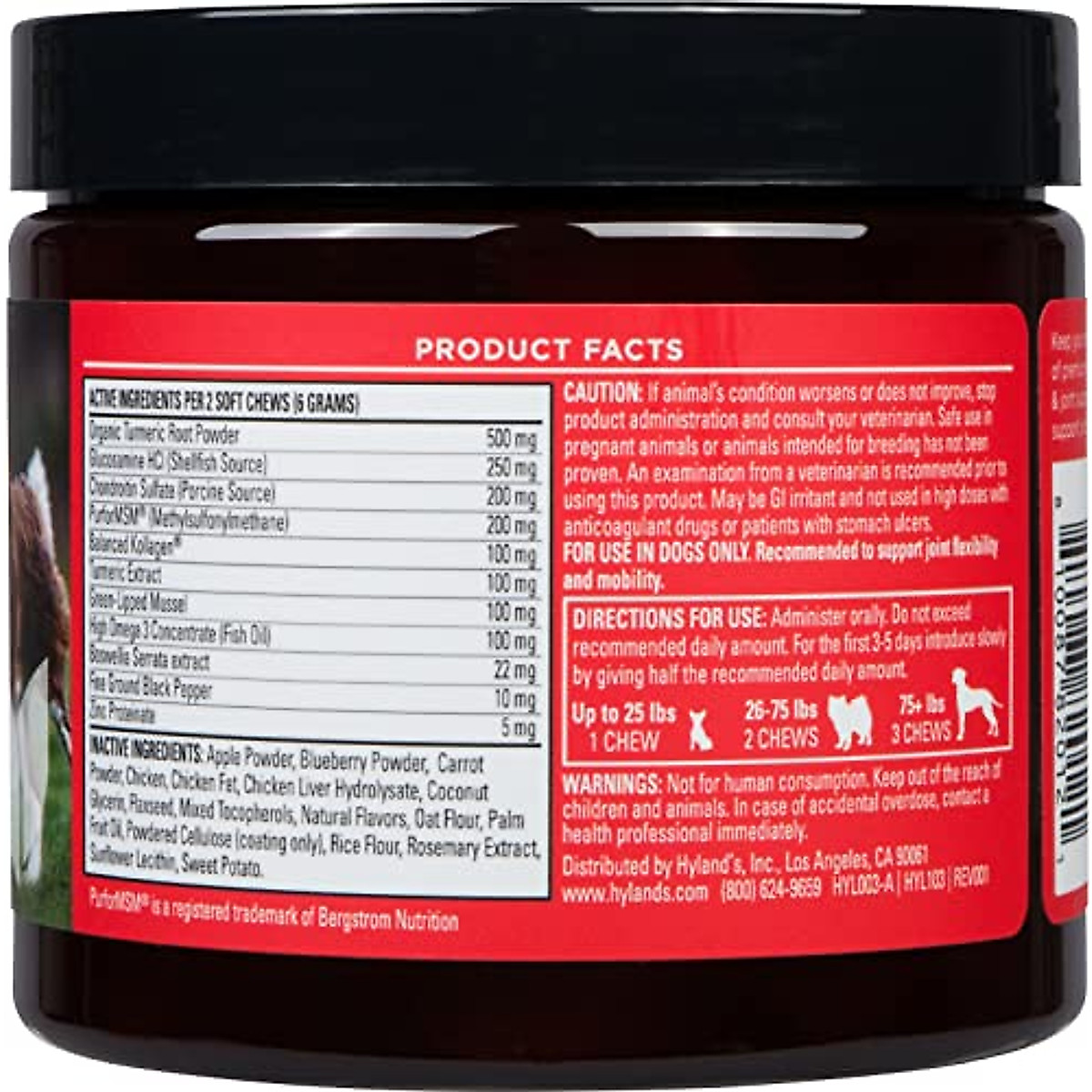Hyland's Naturals - Dogs - Max Mobility, 90 Soft Chews, Supports Joint Health, Mobility & Flexibility, with Organic Turmeric Root, Glucosamine & Chondroitin, BBQ Chicken Flavor