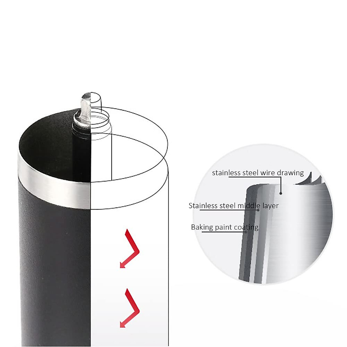 Cylovinho Black Pepper Grinder, Refillable Turkish Spice Mill with Adjustable Coarseness, Manual Pepper Mill with Handle, Spice Grinder Metal with Hand Crank, Manual Coffee Bean Grinder