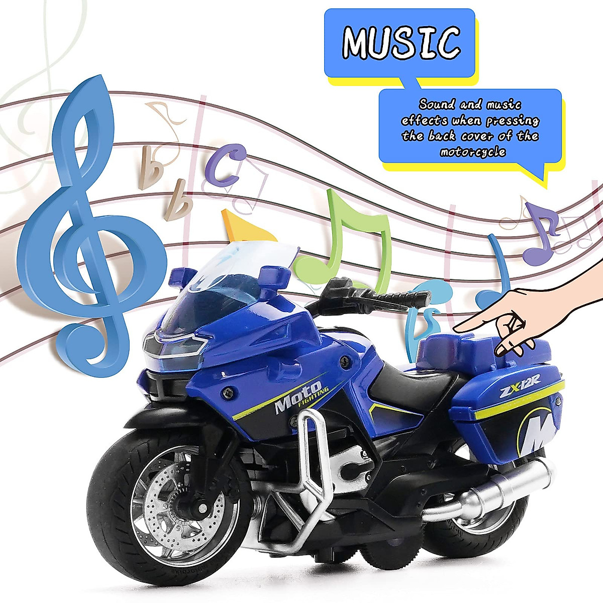 YA LE MING Die-Casting Motorcycle Toys,with Light and Music Toys Motorcycle Model, Toy Motorcycle for Kids 3-9 (Yellow)