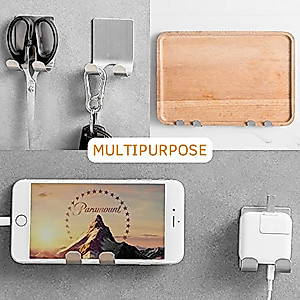 BYFU 8 Pack Adhesive Razor Hooks Shaver Hook Hanger, Heavy Duty Stainless Steel Wall Holders for Bathroom Kitchen Closet Organizer