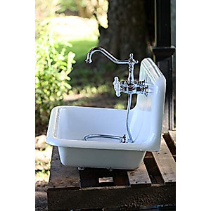 Kingston Brass KS1241PXBS Wall Mount Bridge Kitchen Faucet with Brass Sprayer, 8", Polished Nickel