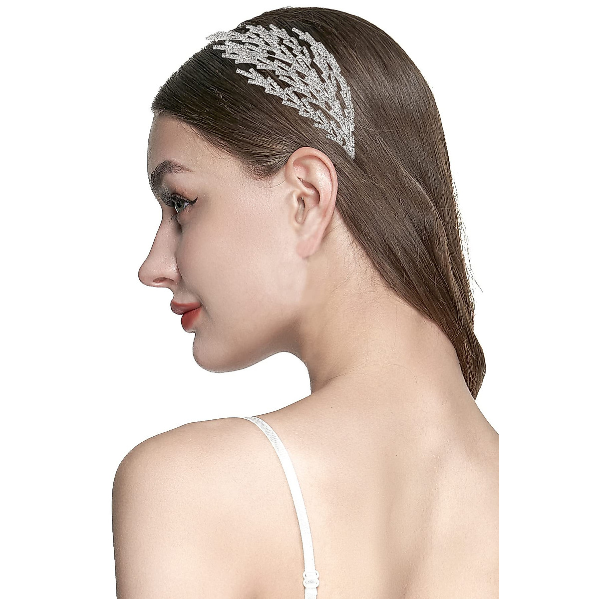 Coucoland Wedding Headpiece for Bride - Hair Jewelry Wedding Headband Tiara Leaf Headband Crown Tiara Bridal Silver Headpiece