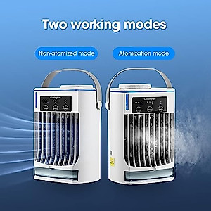 Portable Air Conditioners,Portable ac with 3 Speeds, Air Conditioner Portable for Room with Ultrasonic Mist Maker & Blue Light, Desk Fan with 500ML Tank for Home Office Camping