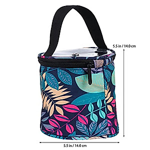 SEWACC Yarn Bowl 2 pcs Multifunctional for Practical Holder Crochet Organizer Leaf Fashion Bag Travel Storage Bag, and Needle Yarn Container Balls, Hand Woolen Pattern Cloth Storage Bag