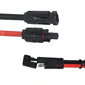 Solar Panel to SAE Extension Cable - 2Ft 10AWG PV Panel Male and Female Connectors to SAE Quick Release Plug Power Cable for Solar Battery Generator, Silicone Wire, IP67 Waterproof
