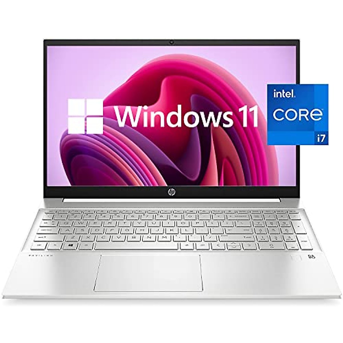 Newest HP Pavilion 15 Laptop, 15.6” Full HD Display, Intel Core i7-1165G7 Processor, Backlit Keyboard, Fingerprint Reader, Wi-Fi 6, Natural Silver (32GB RAM | 1TB SSD, Windows 11 Home)
