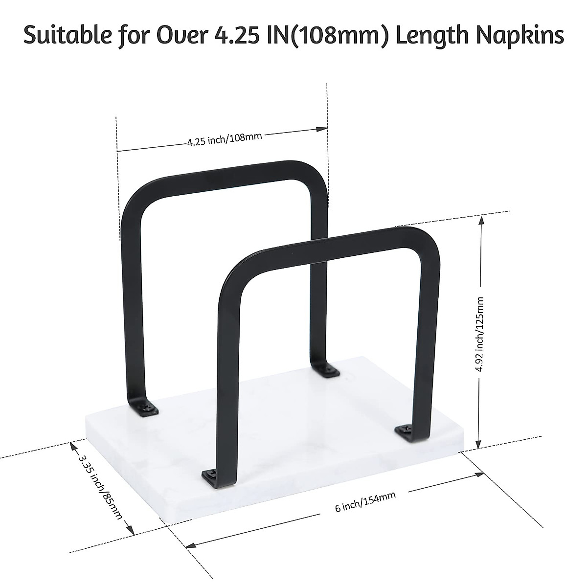 Winmien Napkin Holder, Paper Towel Dispenser with Marble Base for Kitchen Countertops.（Black）