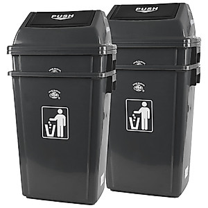 Obstnny 4 Packs Large Plastic Garbage Can, 60 L Swing Top Lid Trash Bin, Gray