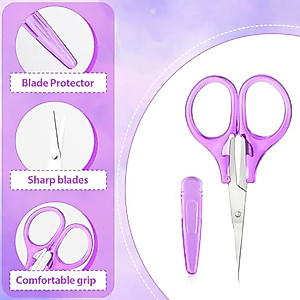 Yolev 8pcs Mini Craft Scissors Set Stainless Steel Scissors with Protective Cover Straight Tip Sewing Small Scissors for Adults Special Needs, Paper Cutting Sewing Work Art Craft