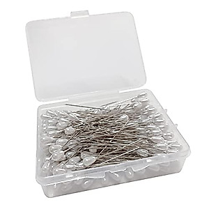 100pcs Corsage Boutonniere Pins Teardrop Pearl Head Pins Bouquet White Straight Head Pins for DIY Crafts Jewelry Making Sewing Wedding Flower Decorations