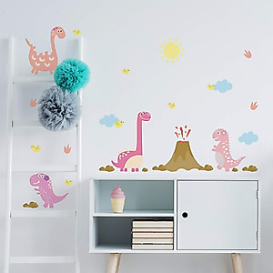 Dinosaurs Wall Decals for Girls Bedroom 27pcs - Rooms and Stickers