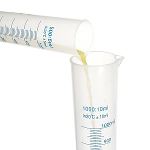 AKOLAFE 2 Pack 1000ml Plastic Graduated Cylinder, Transparent Measuring Cylinder Set, Science Measuring Test Tube Flask with 2-Sided Marking & Pour Spout, for Science Projects, Laboratory Supplies