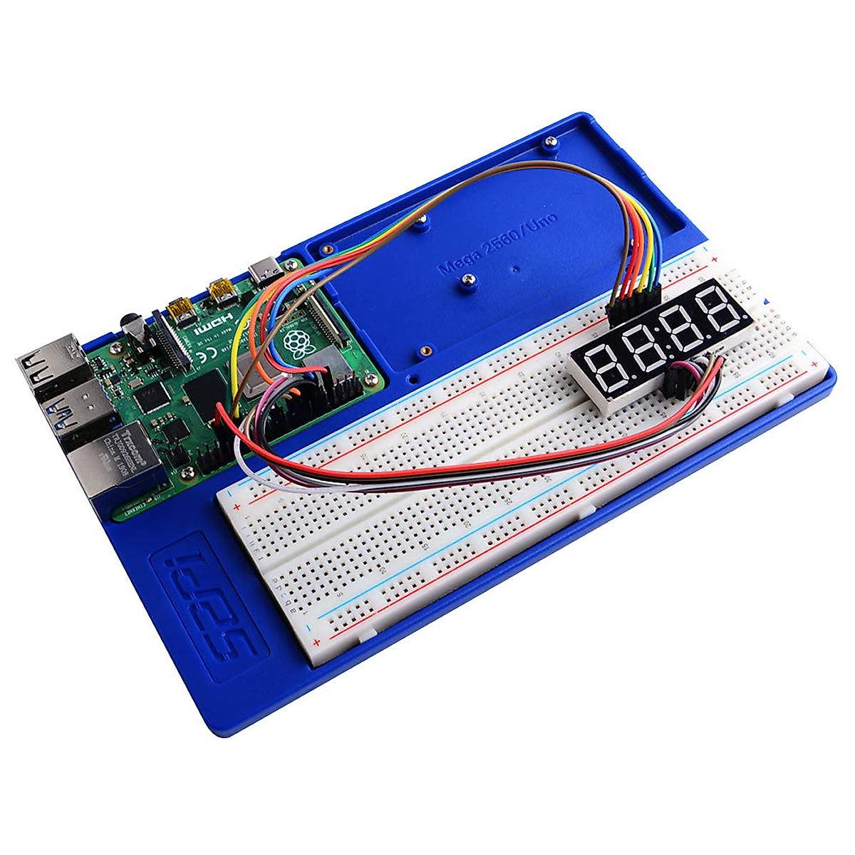 GeeekPi ABS Holder Breadboard Holder for Raspberry Pi 4B, 5 in 1 Base Plate Case for Raspberry Pi 4 Model B,3B+,3B,2B,B+,Zero,Zero W(2) and Arduino UNO,Arduino Mega 2560 (Blue Holder)