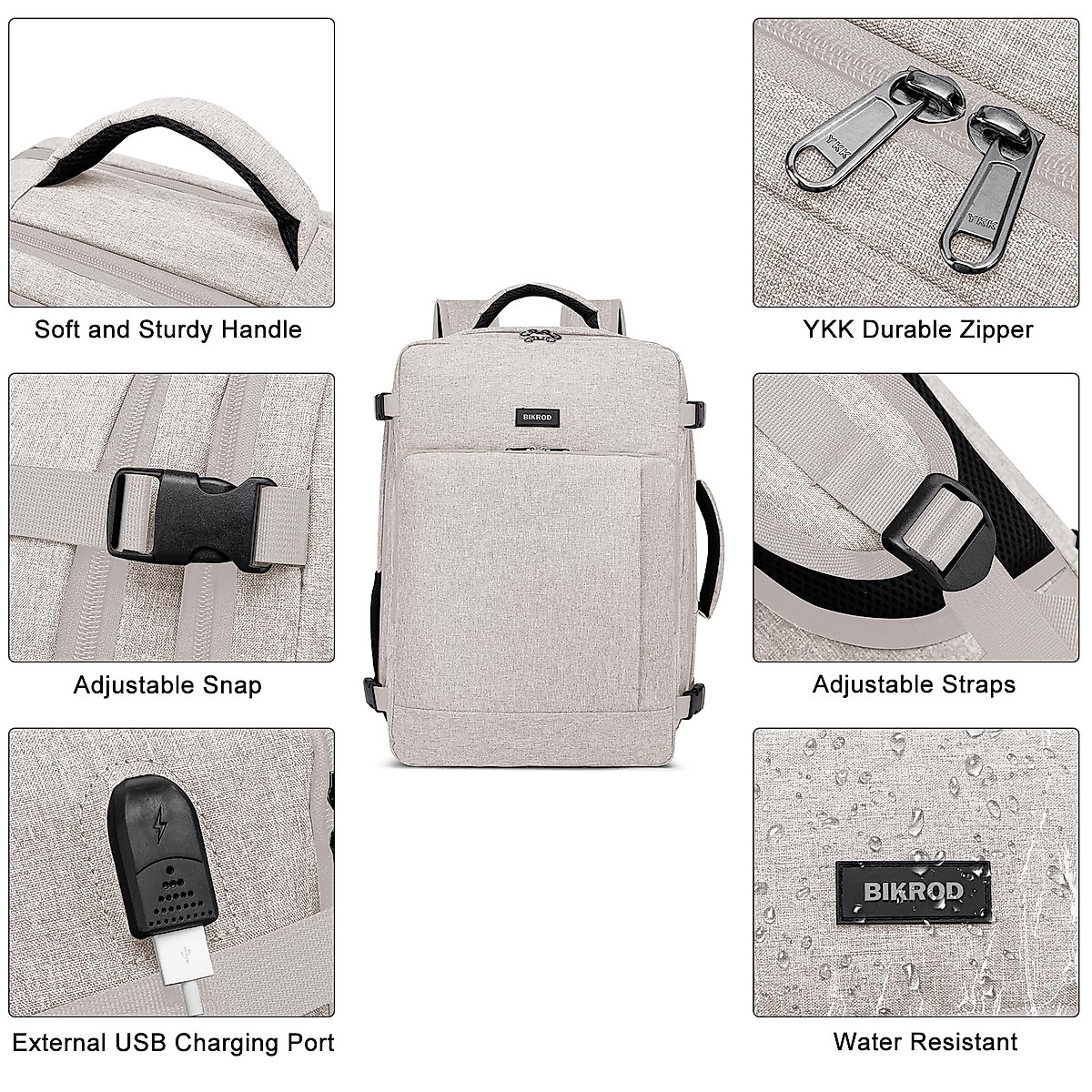 BIKROD Backpack for Men and Women, Laptop Backpack for School Teens with USB Charging Port Fits 15.6 Inch Laptop, Water Resistant Durable Travel Back pack, Business Anti Theft Daypack Gifts, Grey