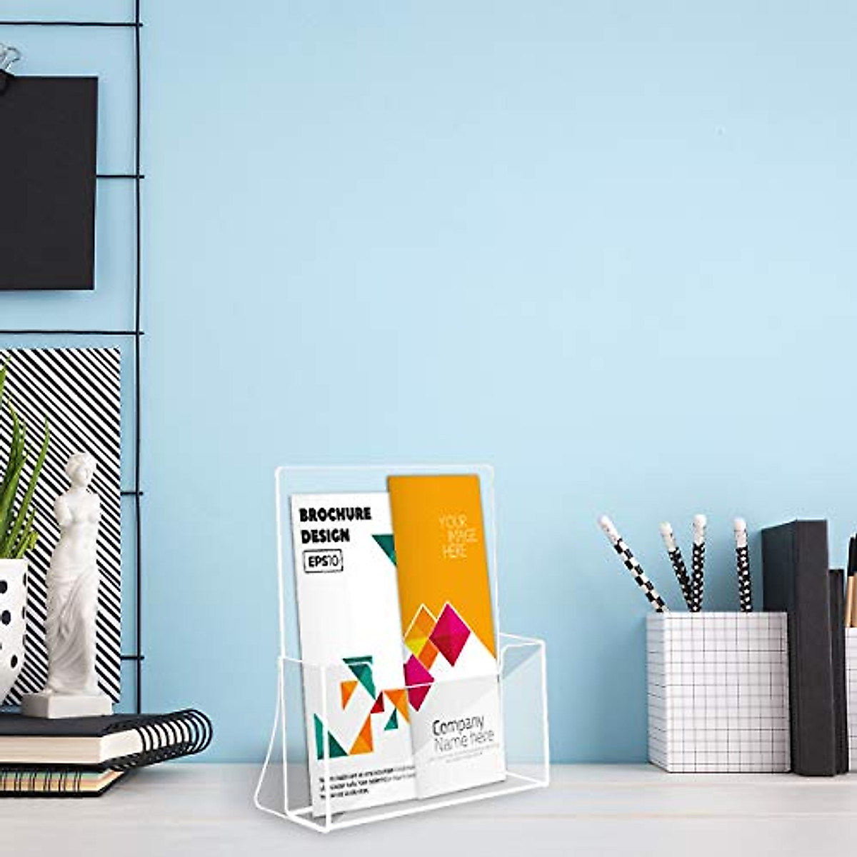 NIUBEE Acrylic Brochure Holder 8.5 x 11 inches 2 Pack, Clear Acrylic Literature Holder Plastic Flyer Display Stand, Acrylic Countertop Organizer for Magazine, Pamphlet, Booklets, Menu, Journals