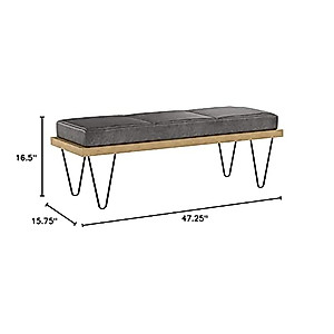 Christopher Knight Home Elisha Industrial Modern Microfiber Bench, Slate / Matte Black
