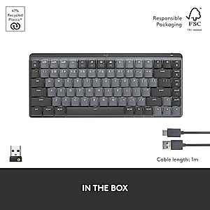 Logitech MX Mechanical Mini Wireless Illuminated Keyboard, Clicky Switches, Backlit, Bluetooth, USB-C, macOS, Windows, Linux, iOS, Android, Metal