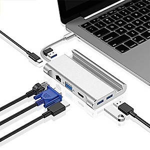 Leya-US Spare Part HW-TC20 7 in 1 Type-C/USB-C Multifunctional Extension HUB Adapter with Holder