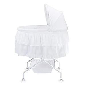 Big Oshi Madison Newborn Baby Bassinet - Bassinet for Boys or Girls - Perfect for Indoor Bedside Napping – Removable Canopy Cover – Includes Mattress Pad and Sheet, White