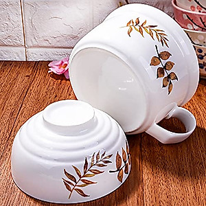 Whitenesser Soup Bowls with Lid and Handle, Microwave Bowls for Instant Noodle, Cereal Soup Oat (QY)