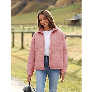 AMEBELLE Women’s Quilted Oversized Puffer Jacket Lightweight Zip Up Winter Warm Coat Outerwear with Pockets(2612-Pink-XL)